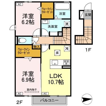 (仮称)D-ROOM加茂 賃貸アパート 2階 206号室 2LDKの物件詳細 | いい部屋ネットの大東建託パートナーズ