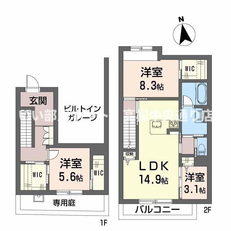 リアン栗林 賃貸アパート 1-2階 102号室 3LDKの物件詳細 | いい部屋ネットの大東建託リーシング