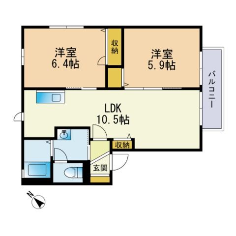 シャーメゾン吉塚A 賃貸アパート 2階 2LDKの物件詳細 | いい部屋ネットの大東建託パートナーズ